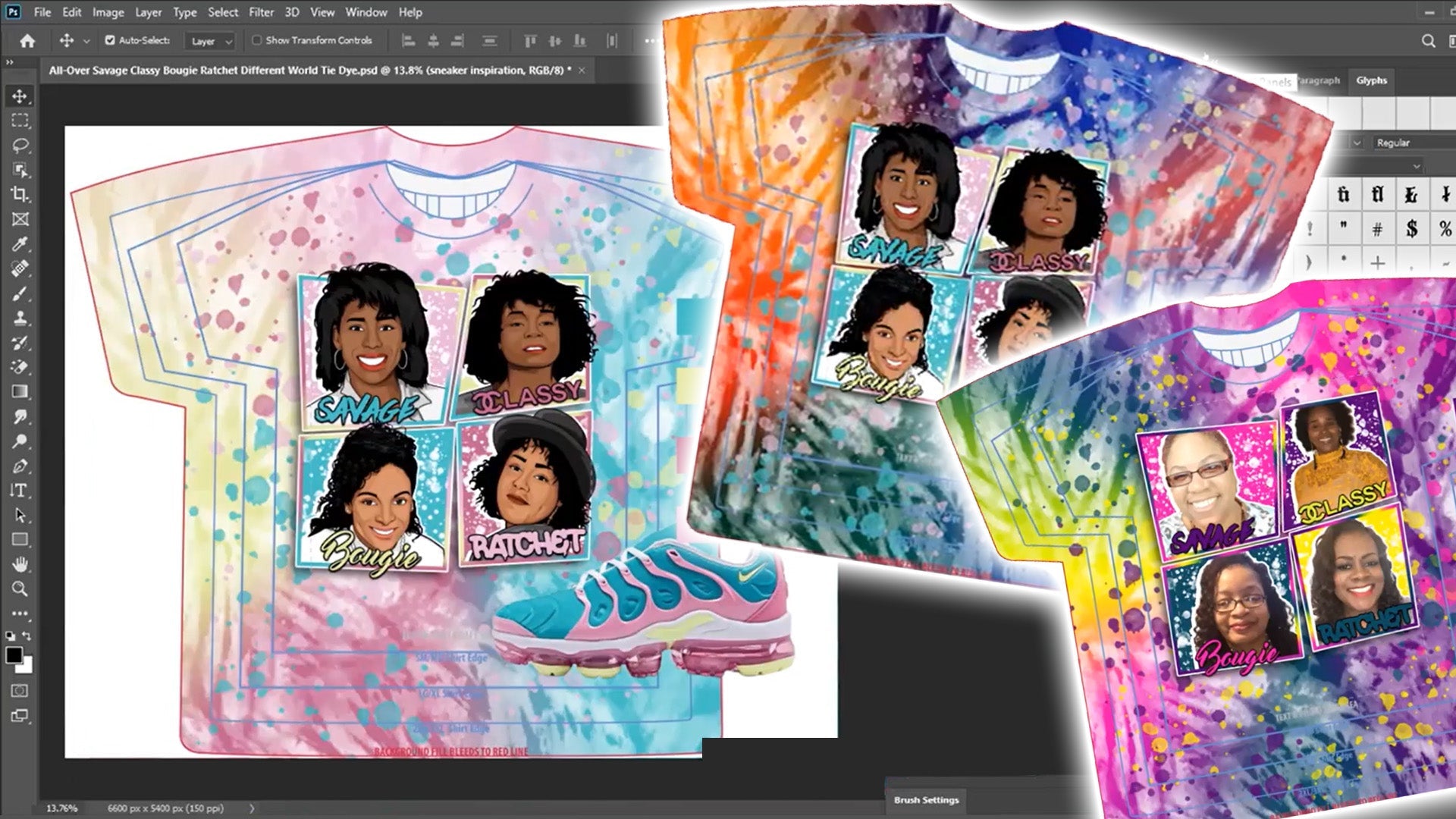 PSD-102 Pop Out Photo Tie Die Paint Splash All-Over Sublimation Design ...