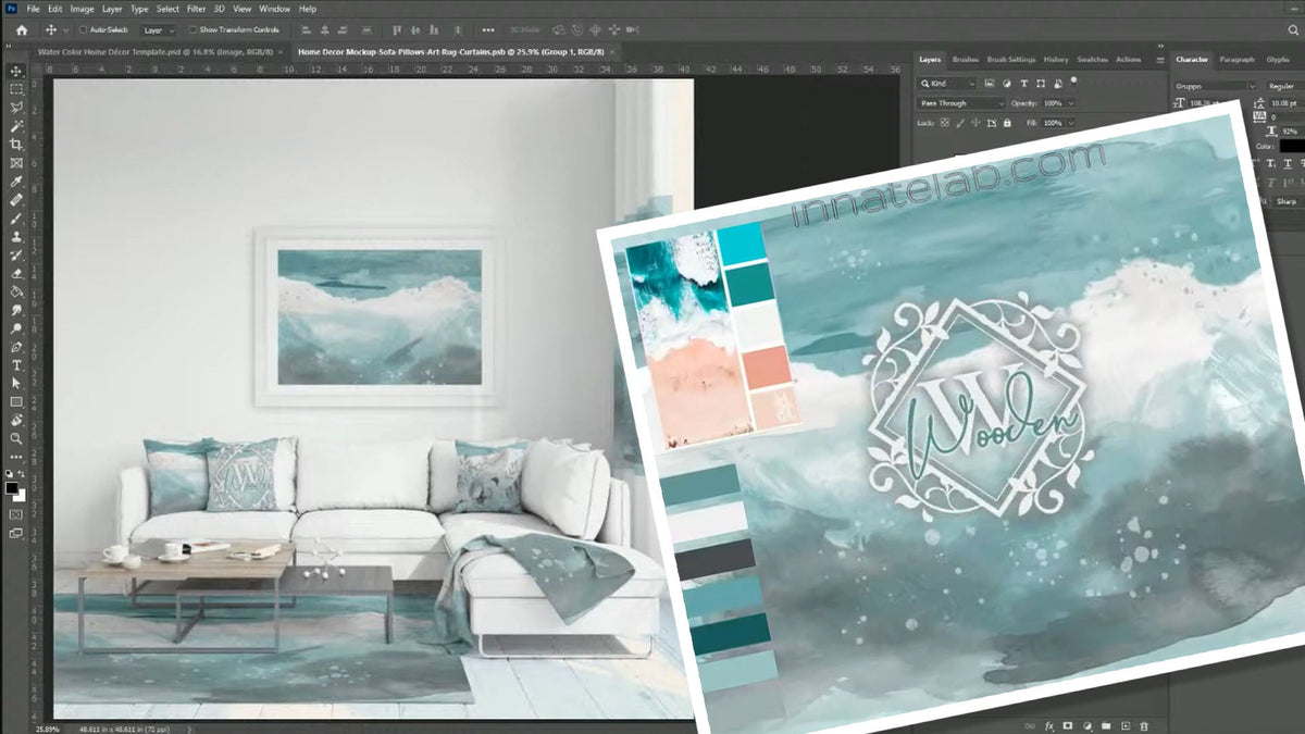 PSD-108 Water Color Home Décor Template and Mock-up All-Over Sublimati ...