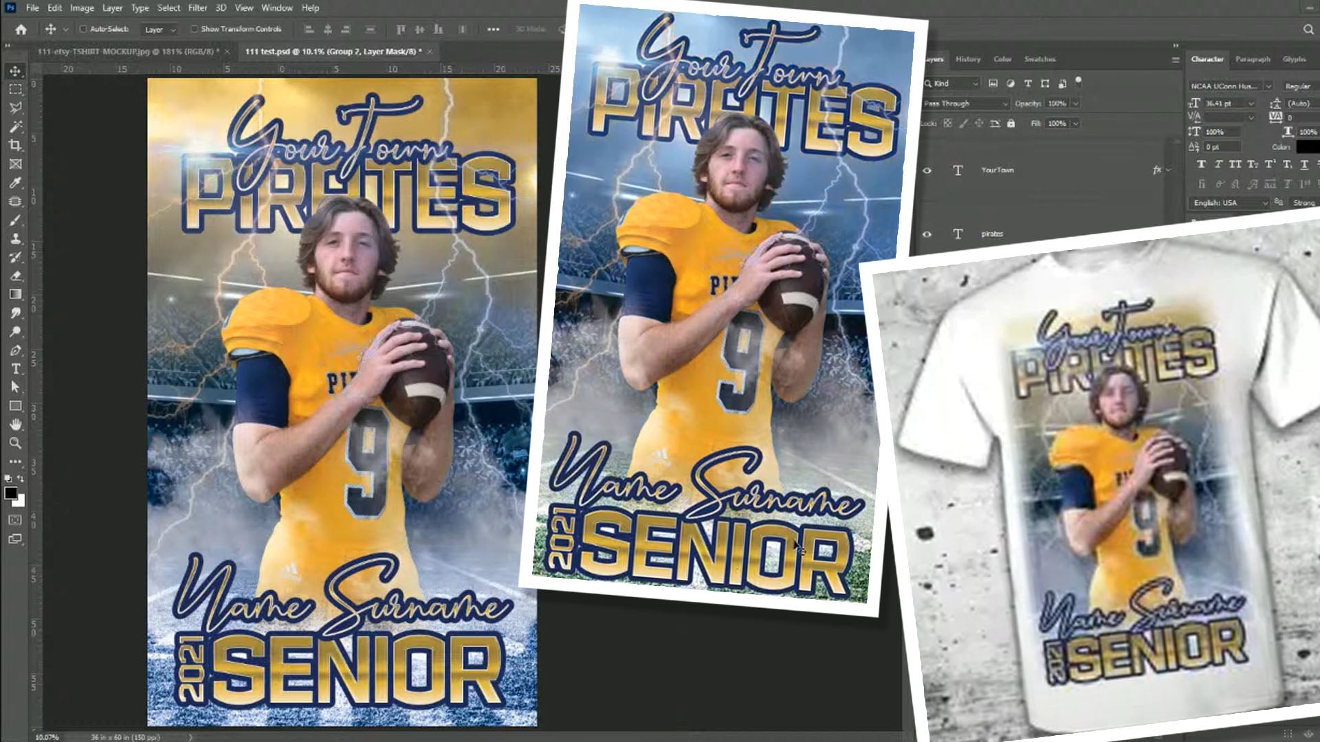 PSD-111 Sports Poster Shirt Design From Scratch All-Over Sublimation P ...