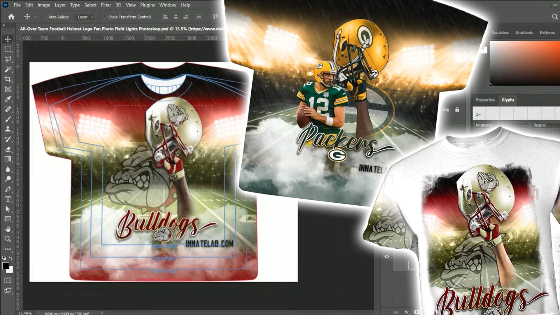 PSD-123 Team Football Helmet Logo Fan Photo Field Lights All-Over Subl ...