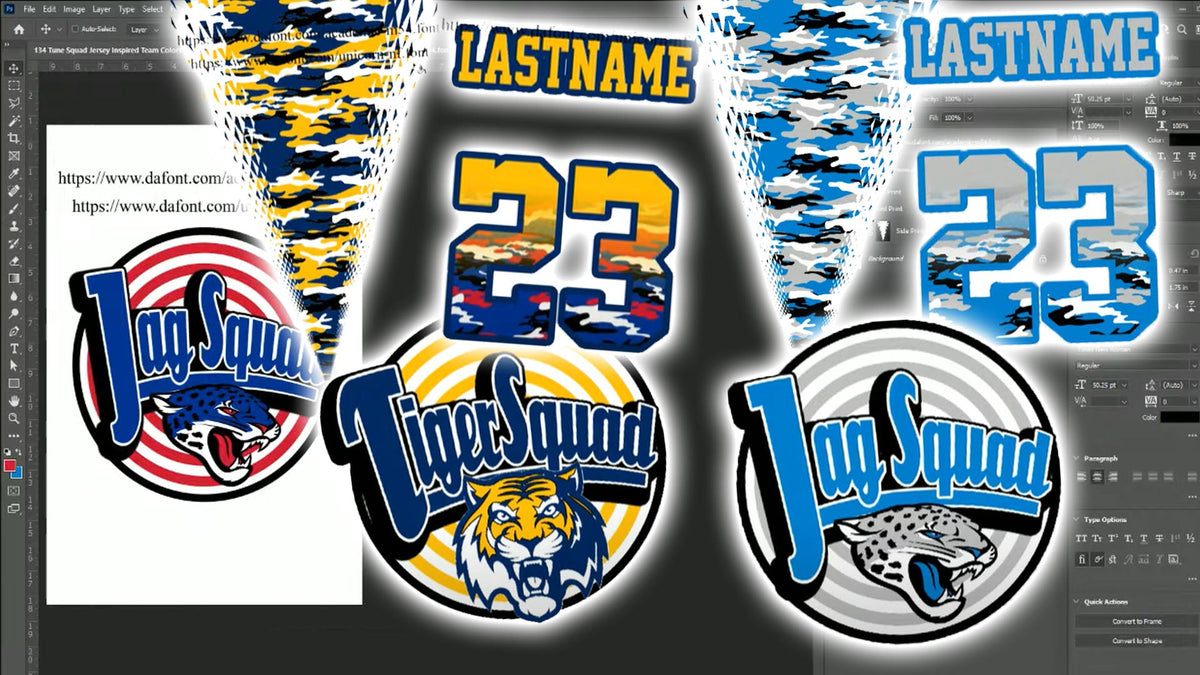 PSD-134 Tune Squad Jersey Inspired Team Colors Logo Side Print 13x19 A ...