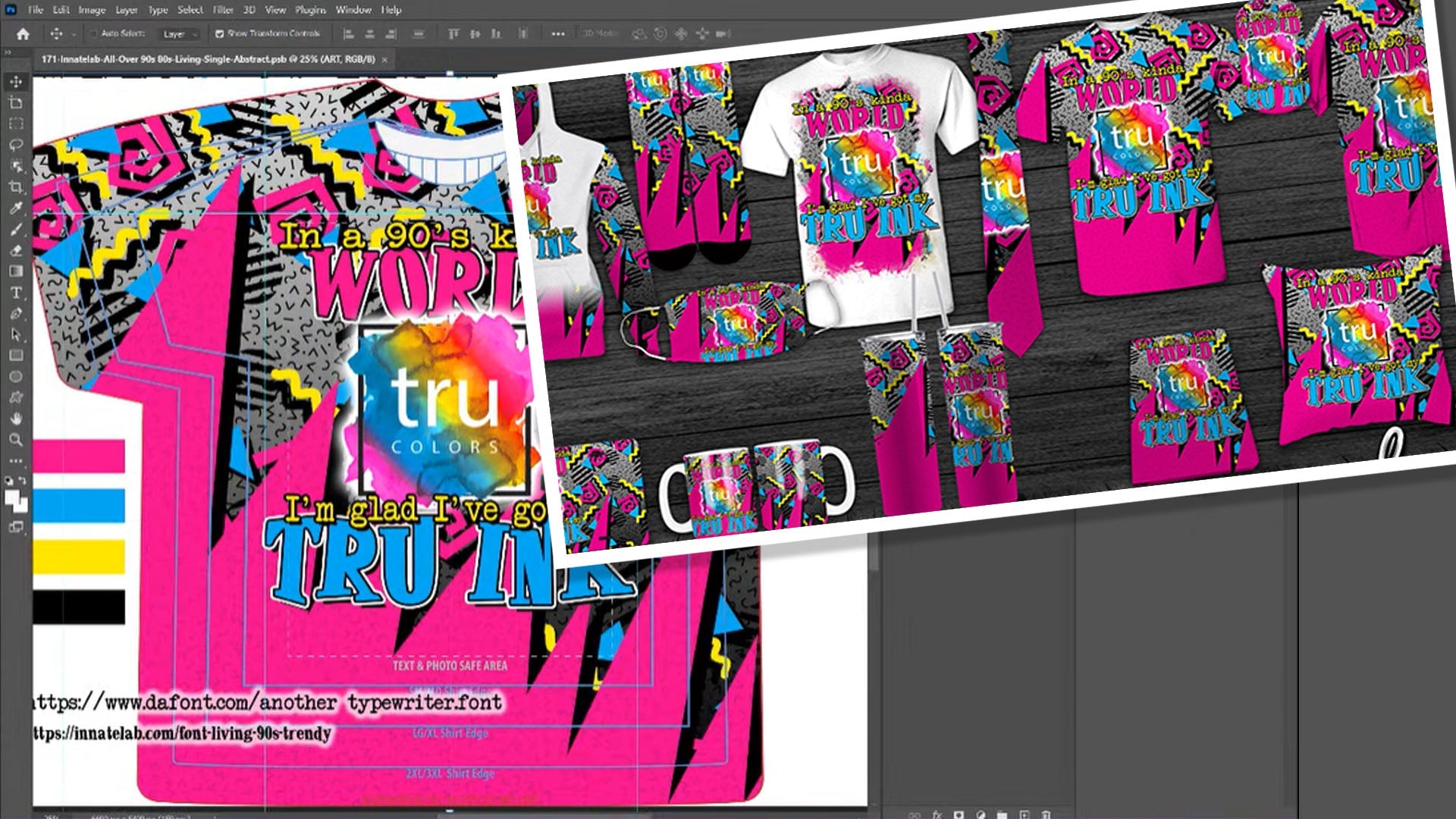 PSD-171 All-Over 90s 80s-Living-Single-Abstract All-Over Sublimation P ...