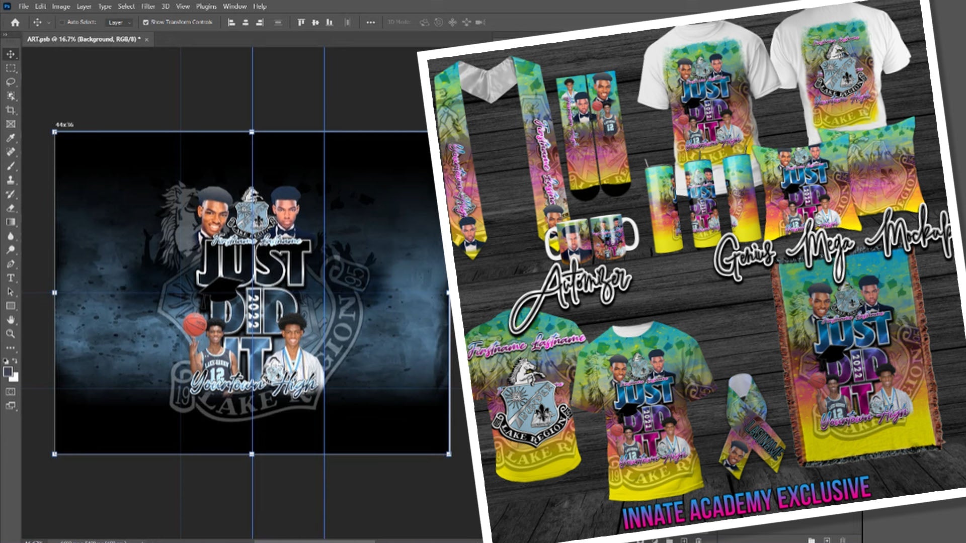 PSD-172 All-Over Just Did It-Throw Caps-Grunge Graduation All-Over Sub ...