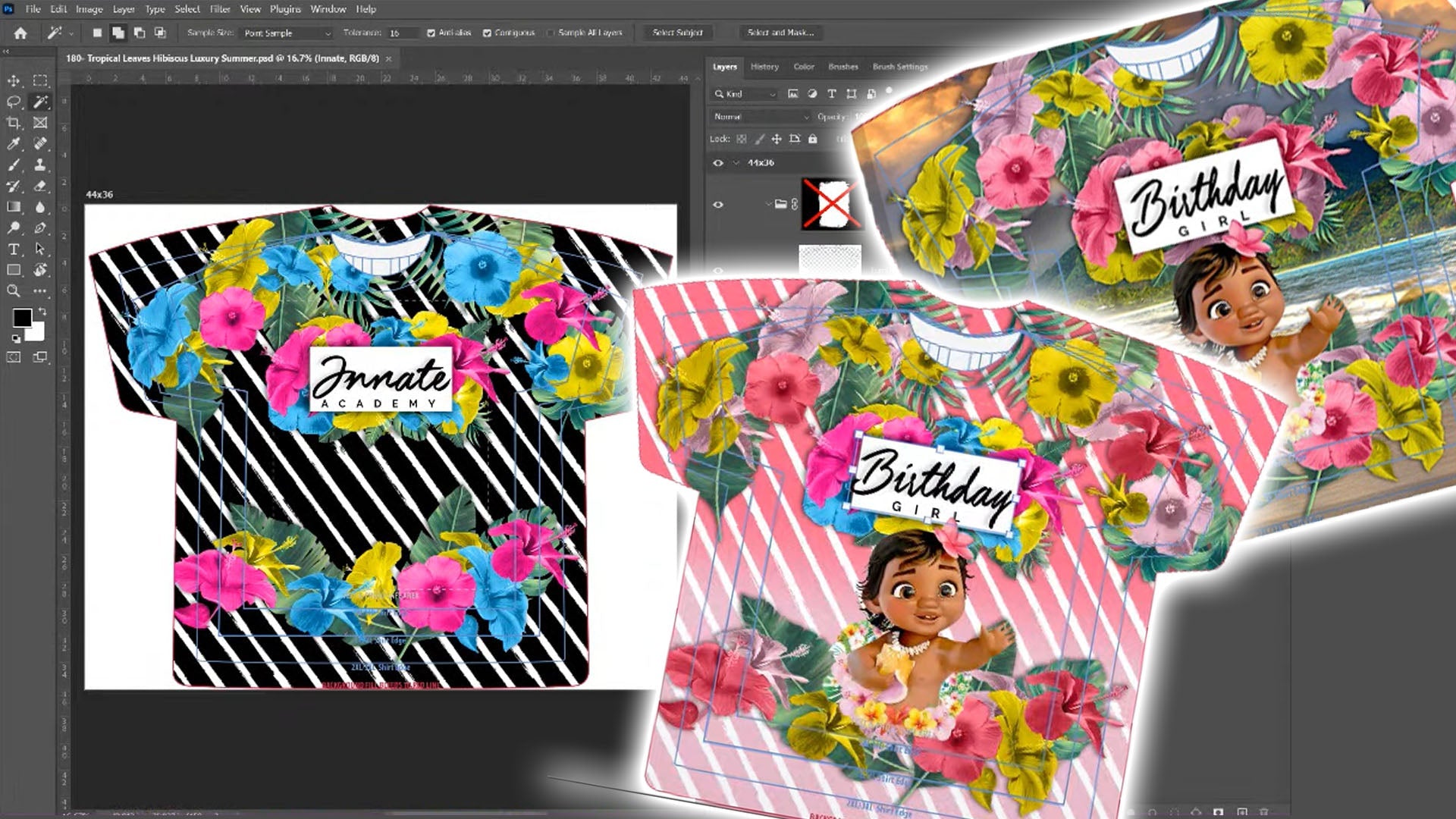 PSD-180 Tropical Leaves Hibiscus Luxury Summer All-Over Sublimation Ph ...